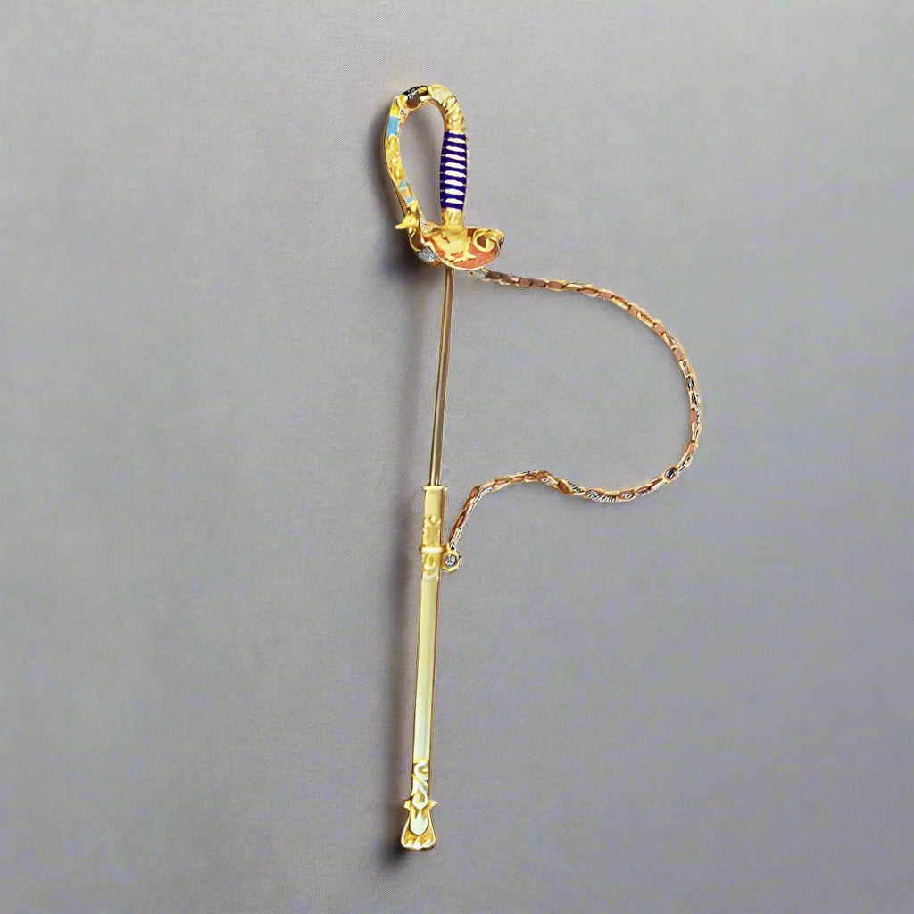 Antique! Victorian 14 karat Enamel Sword Jabot Pin & Scabbard – GLI